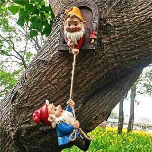 Other | Funny Garden Gnome Climbing Gnome Tree Hugger Decor Tree ...